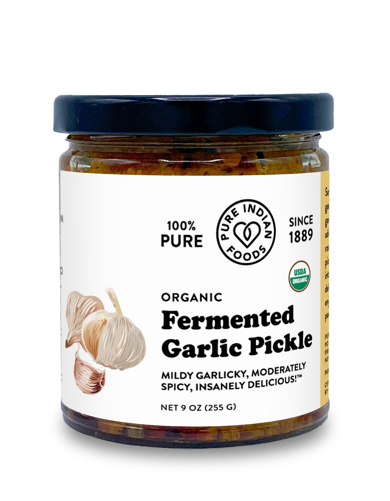 Indian Garlic Pickle (Garlic Achaar), Certified Organic - 9 oz